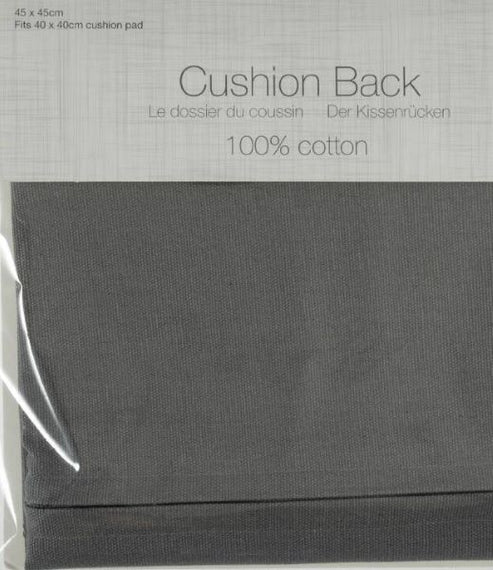 Cushion Back with Zip, 45 x 45cm - Cotton - Grey – Tapestry Kits UK